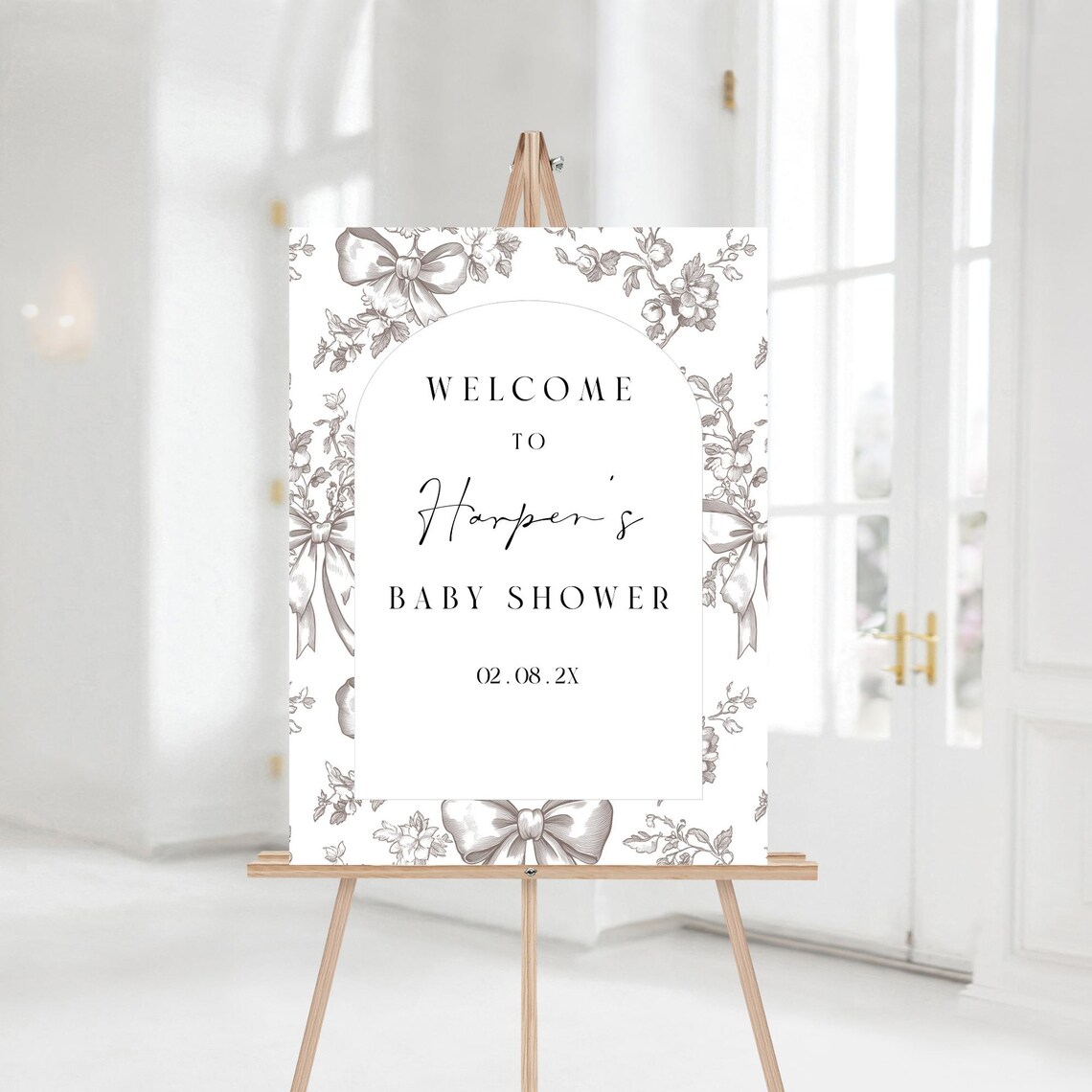 Toile Baby Shower Welcome Sign: Elegant Printable Template, Gender ...