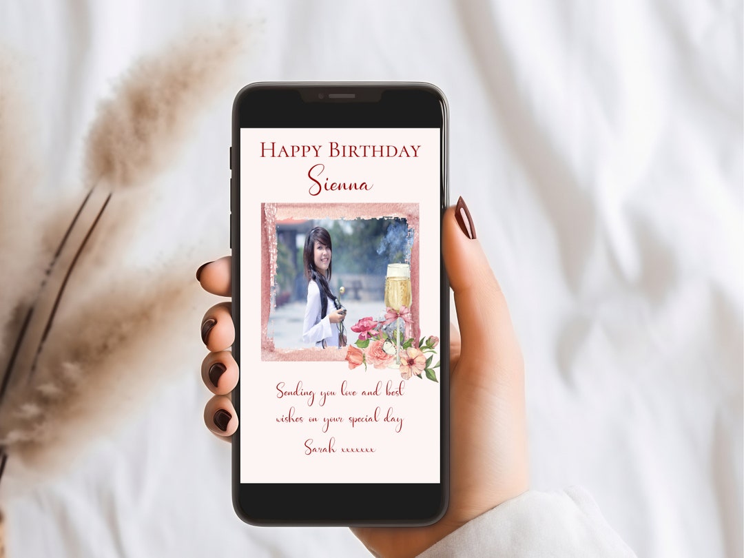 Happy Birthday E-card for Her, Personal Photo Happy Birthday Message ...