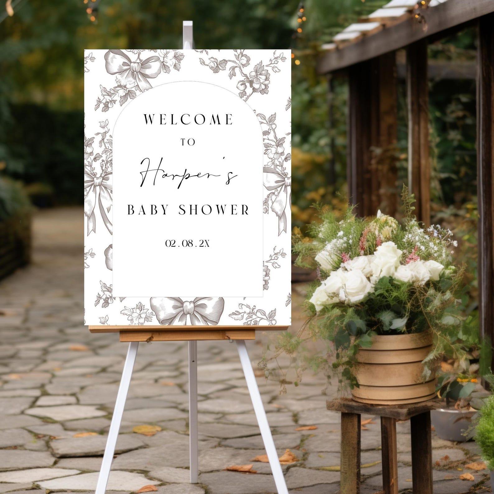 Toile Baby Shower Welcome Sign: Elegant Printable Template, Gender ...