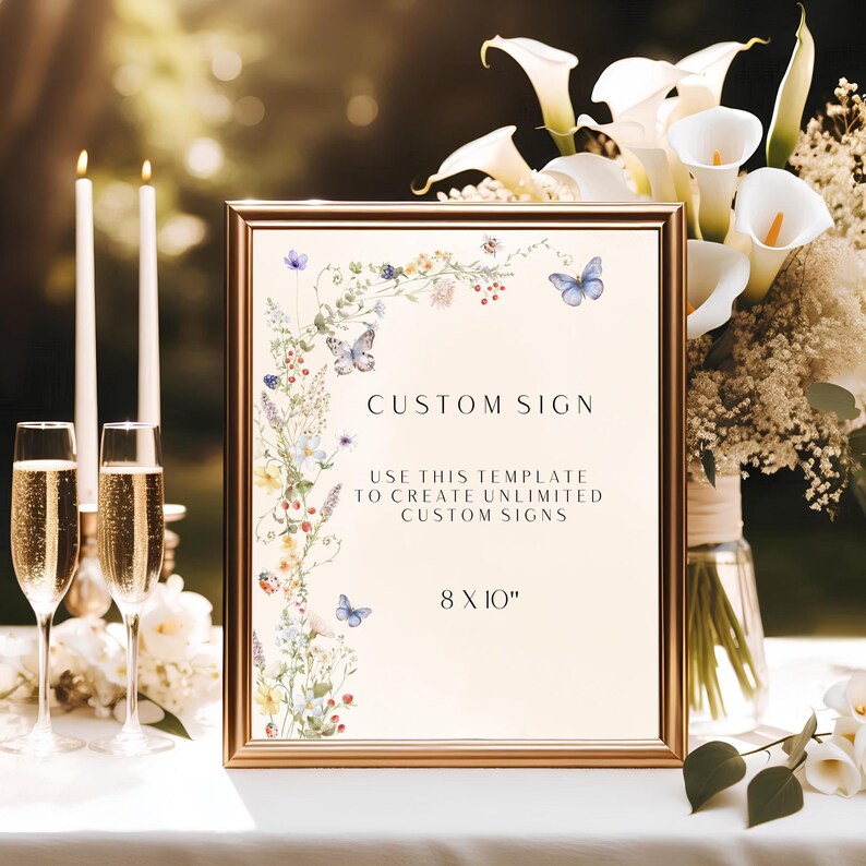 Wildflower Custom Sign Template: Beige Watercolor Floral (digital ...