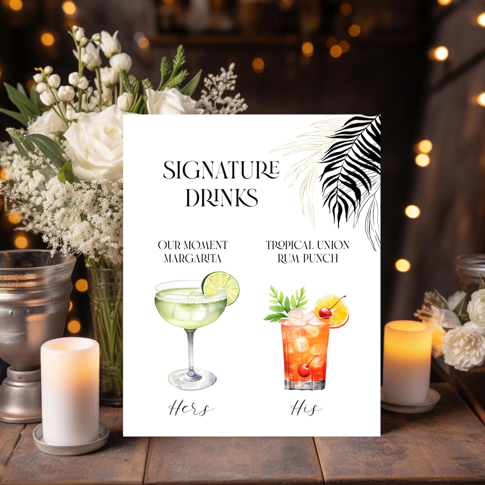 Tropical Signature Drink Sign, Elegant Signature Cocktail Sign ...