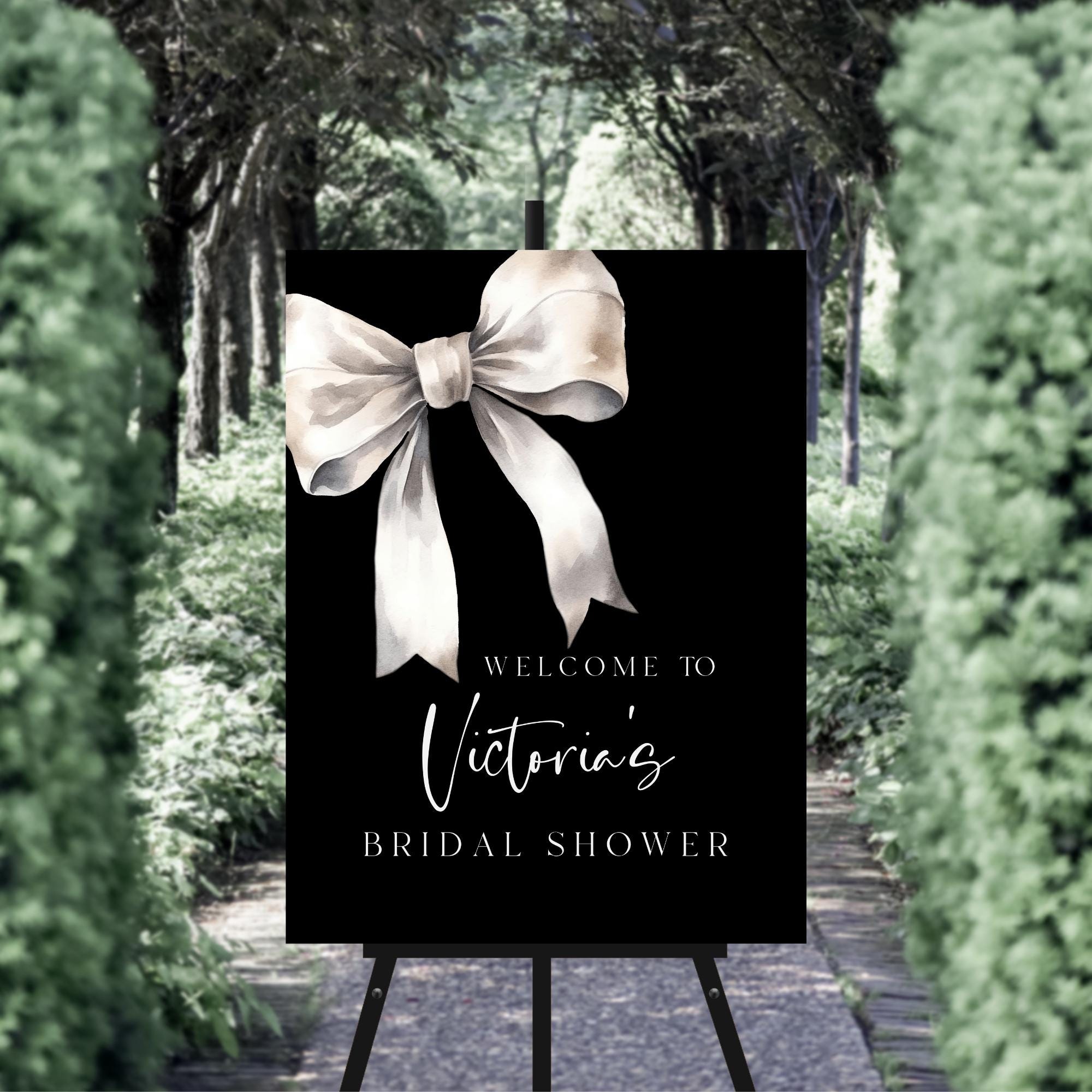 Modern Black Bow Bridal Shower Welcome Sign, Bridal Shower Printable ...