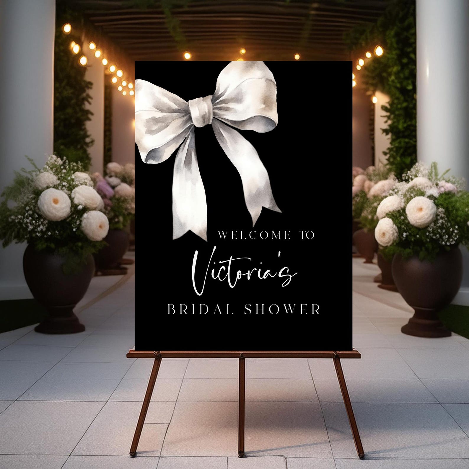 Modern Black Bow Bridal Shower Welcome Sign, Bridal Shower Printable ...