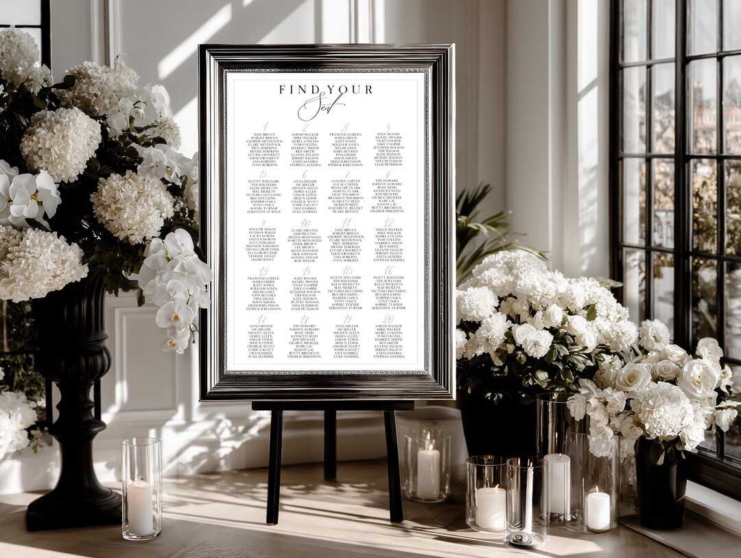Minimalist, Modern Wedding Seating Chart Sign: Elegant, Editable ...