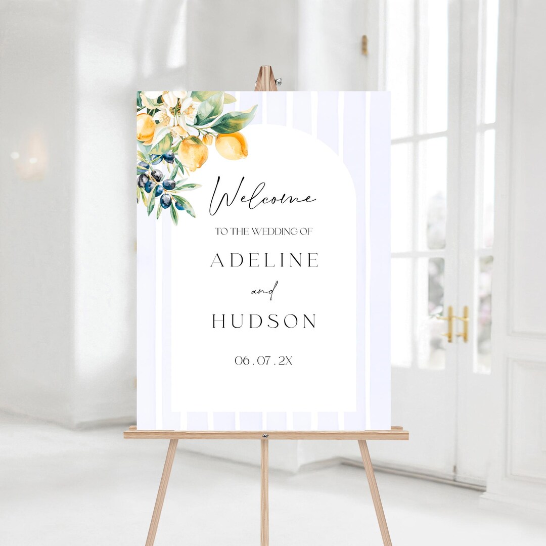 Lemons Wedding Welcome Sign Template, Yellow Sorrento Welcome Sign ...