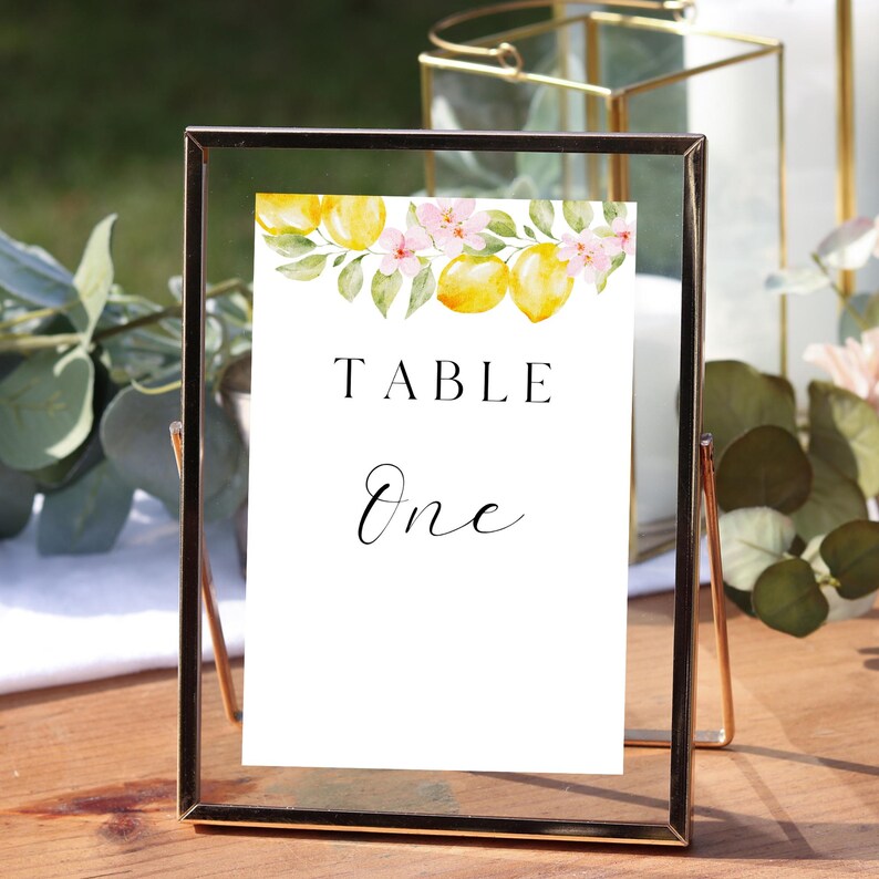 Lemons Wedding Table Number Sign: Sorrento Summer Theme (digital ...