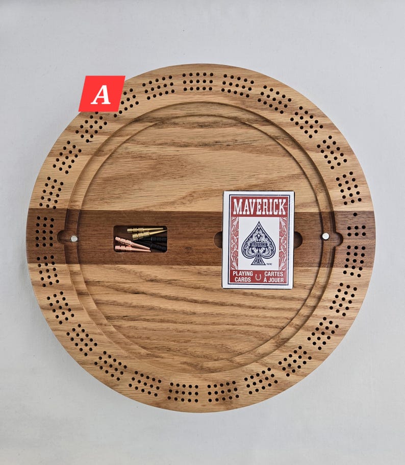 Three Track Round Wooden Cribbage Board - Etsy