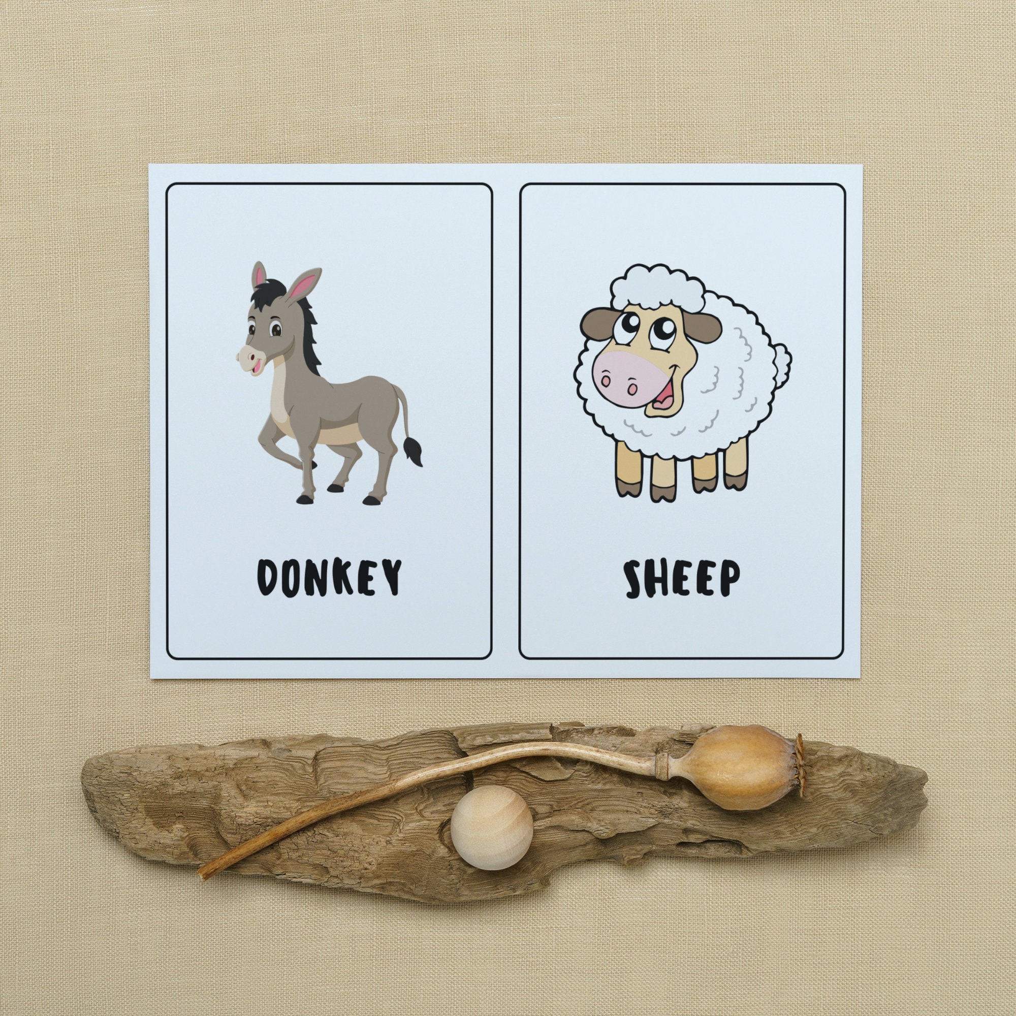 Farm Animal Flashcards for Kids Digital Farm Animal Learning Cards Kids ...