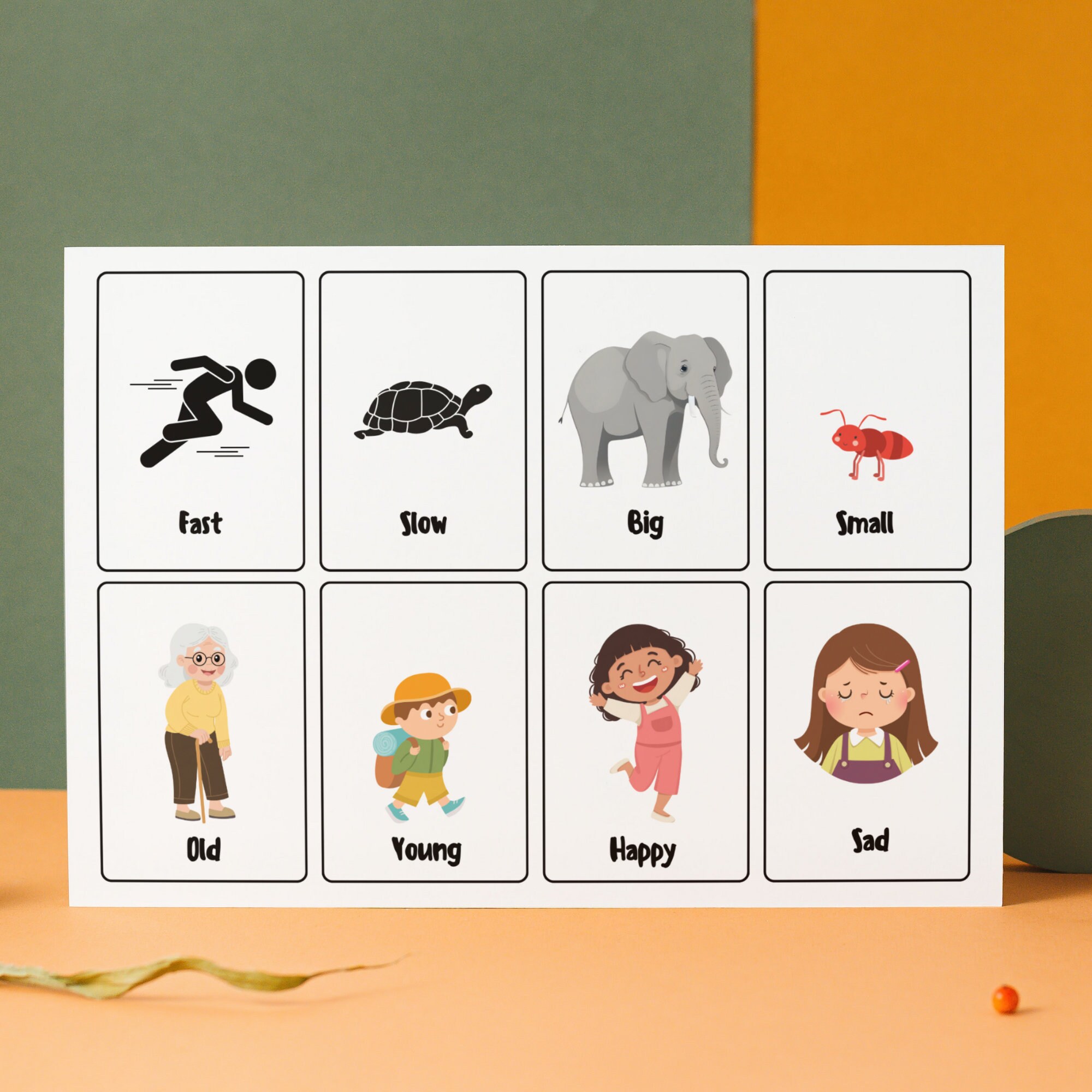 Opposite Words Flashcards Kids Digital Opposite Words Learning Cards ...