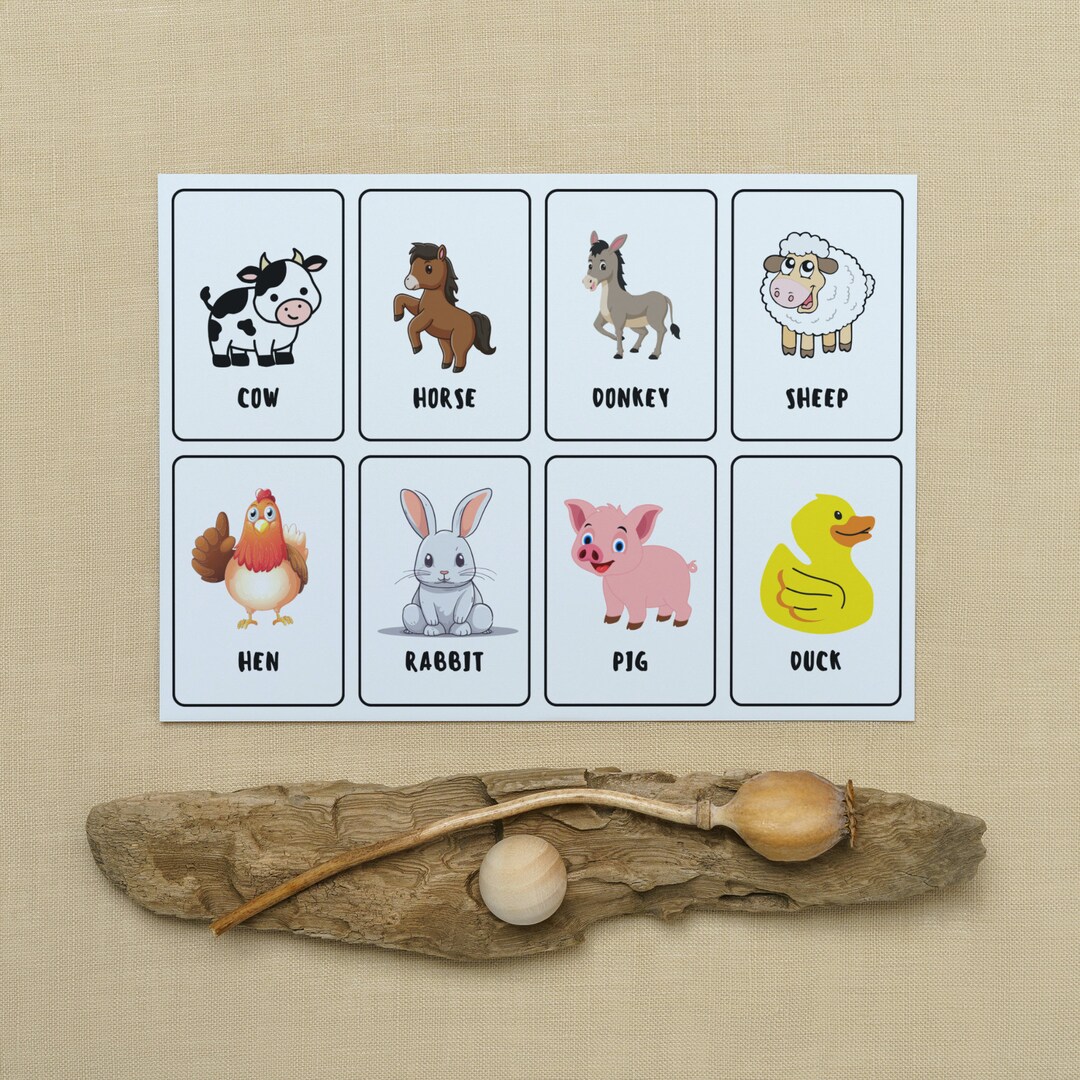 Farm Animal Flashcards for Kids Digital Farm Animal Learning Cards Kids ...