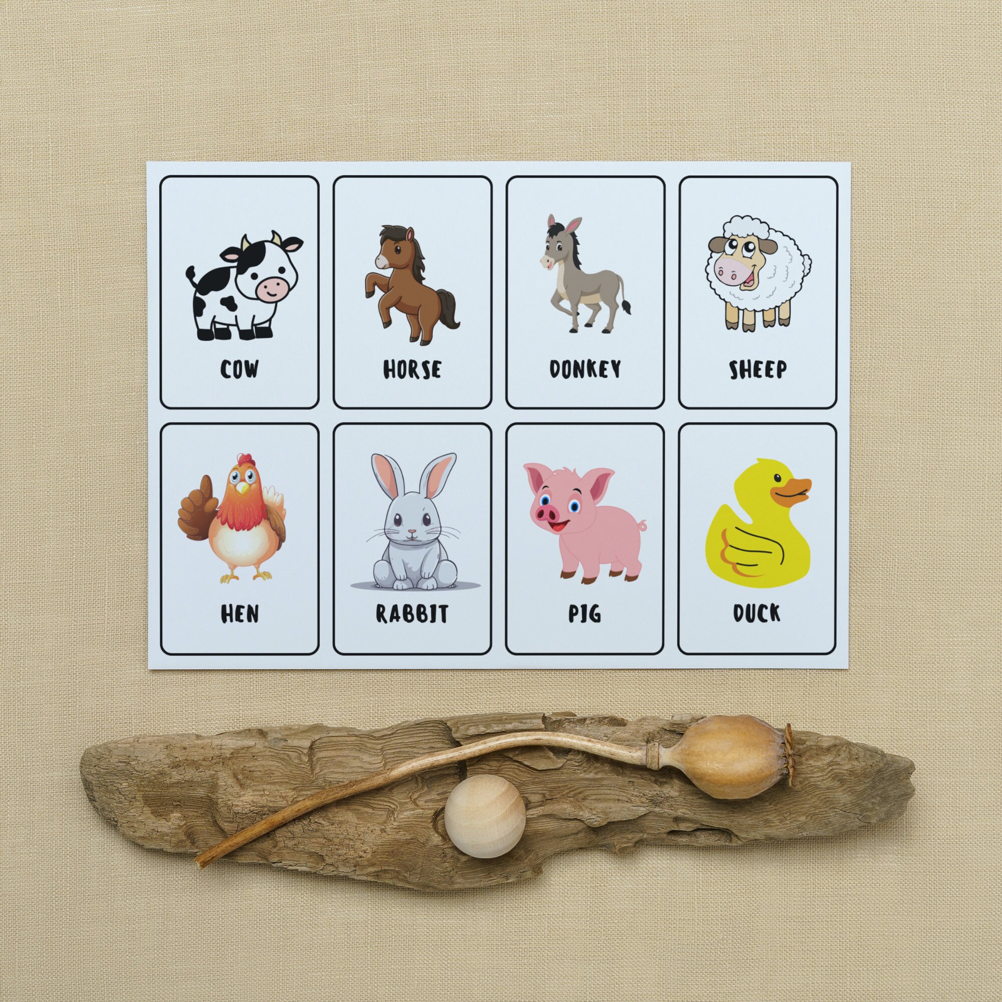 Farm Animal Flashcards for Kids Digital Farm Animal Learning Cards Kids ...