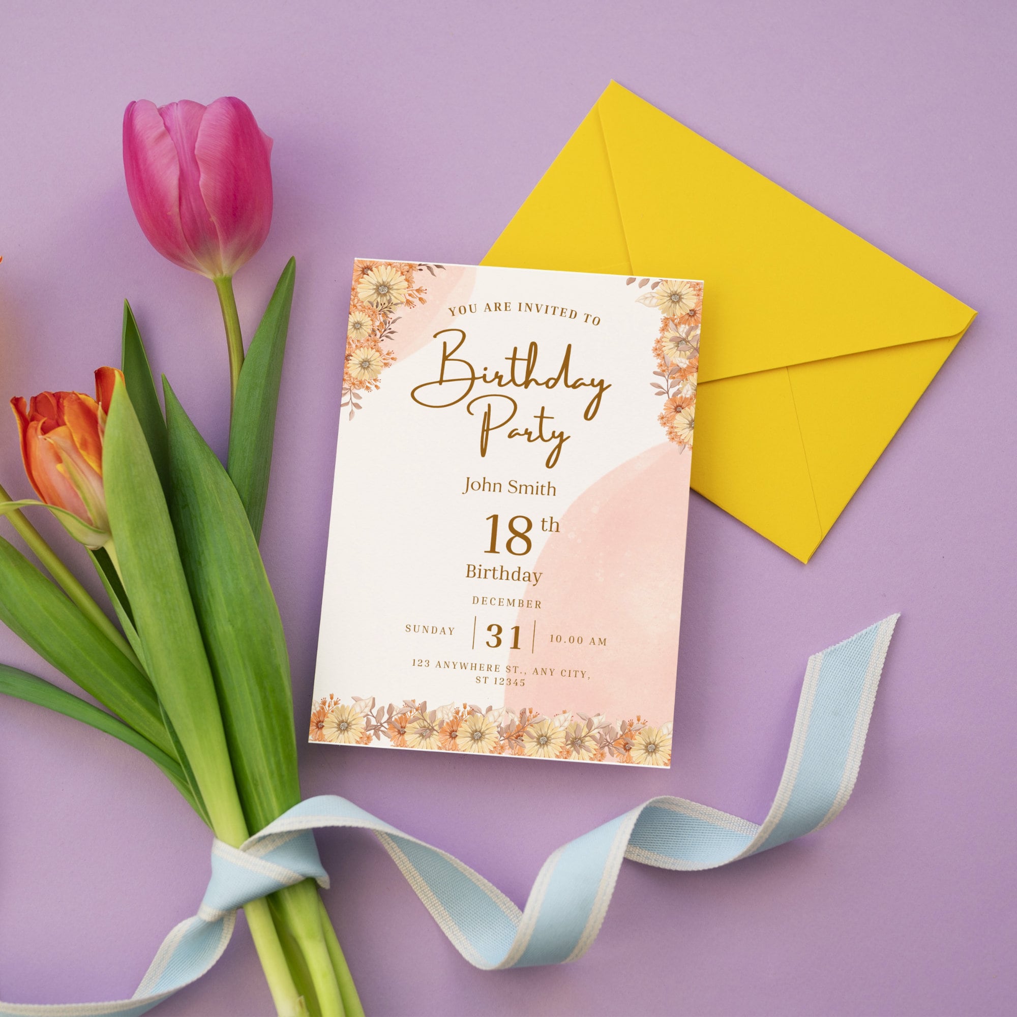 Printable Birthday Art Editable Party Invitesdigital Birthday ...