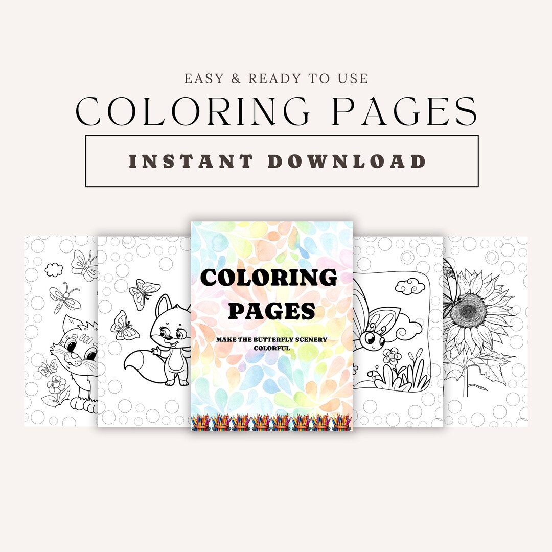 Butterfly Coloring Pages Kids Coloring Book Printable - Etsy