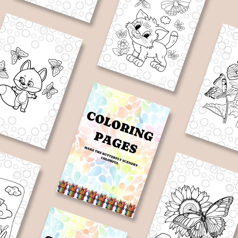 Butterfly Coloring Pages Kids Coloring Book Printable - Etsy