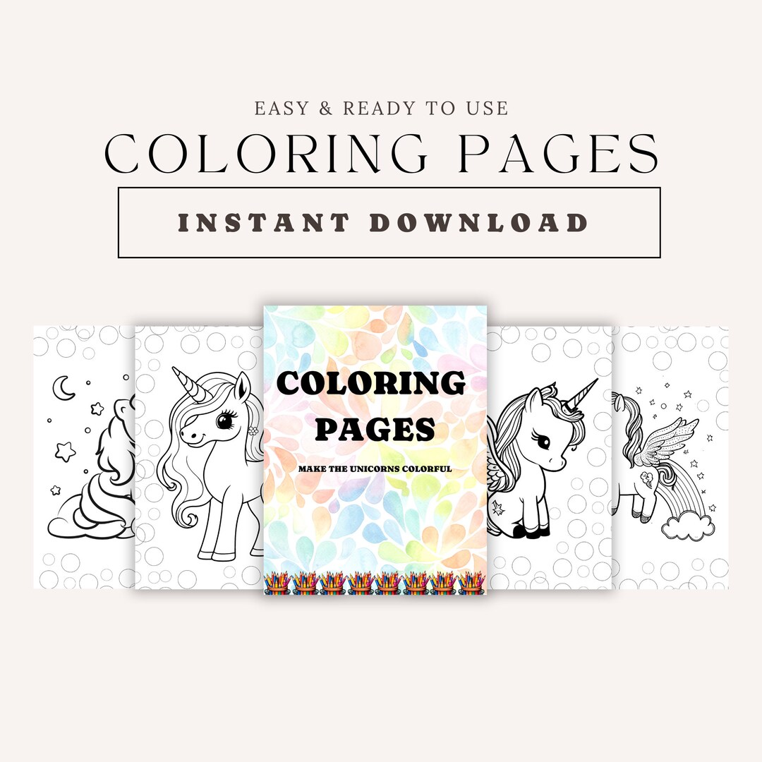 Unicorn Coloring Pages Kids Unicorn Coloring Book - Etsy
