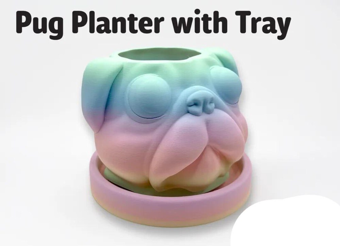 Pug Planter With Tray Print File Only - Etsy