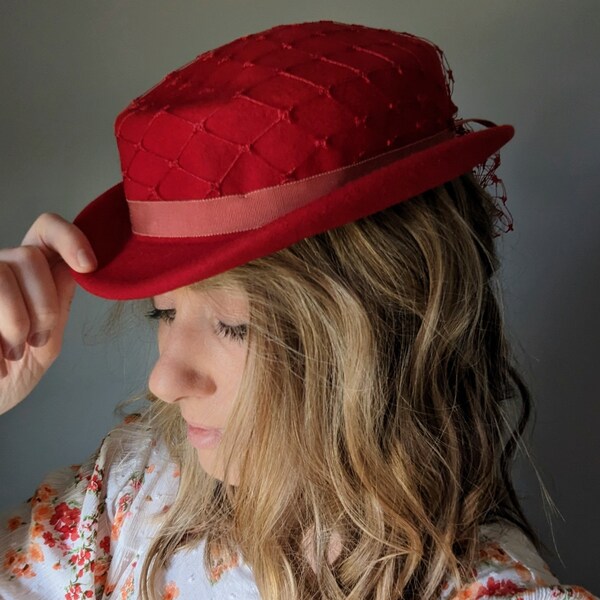 Red Felt Hat - Etsy