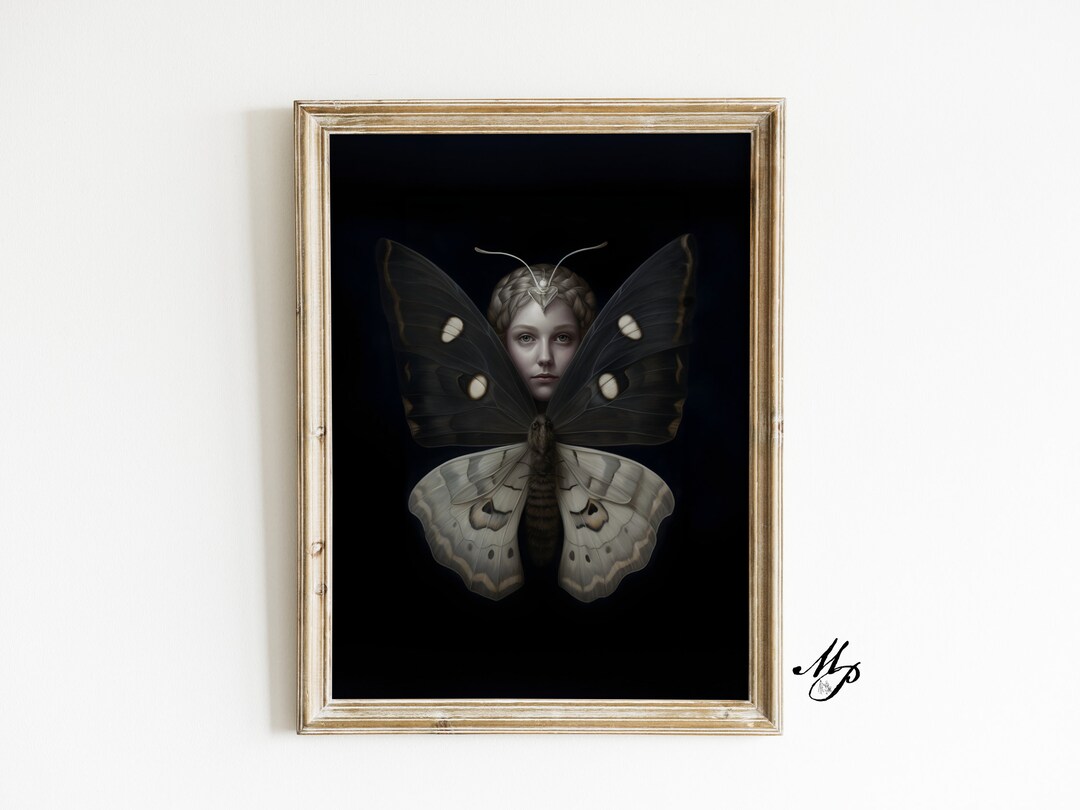 Gothic Moth Goddess Art Print, Dark Academia Decor (digital Download ...