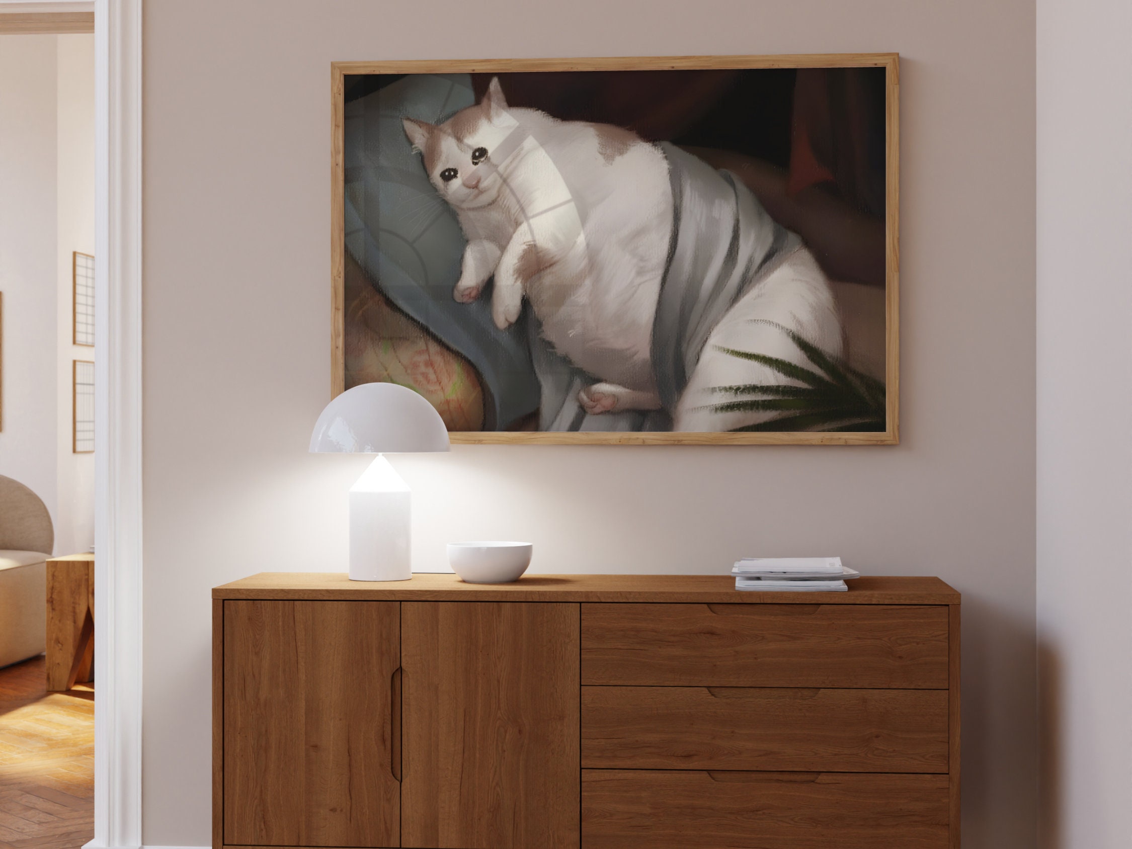 Fat Cat Crying Poster, Funny Chonk Painting Meme Wall Art, Ugly ...