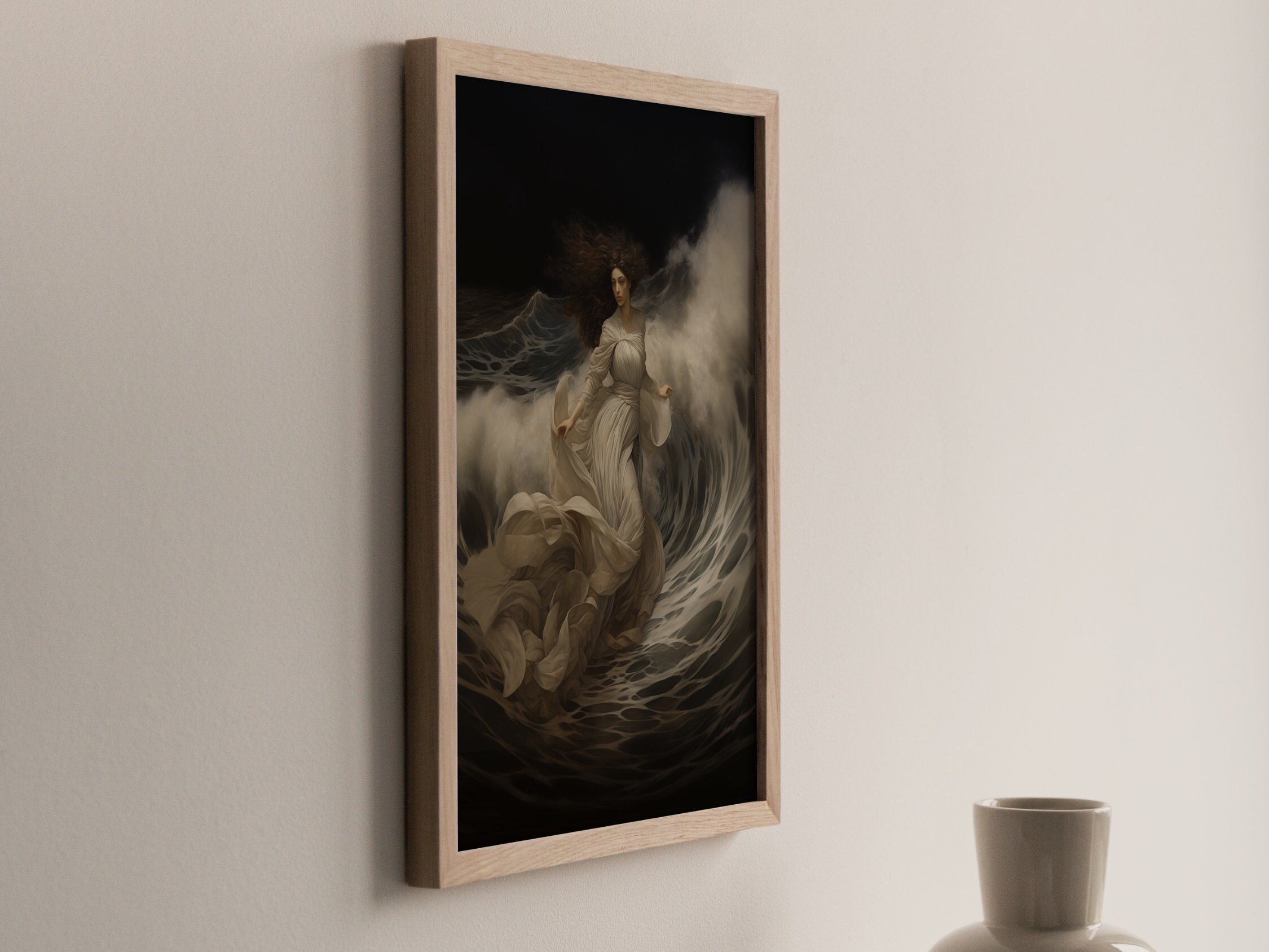 Ocean Goddess Art Print, Amphitrite Painting, Celestial Night Sky Wall ...