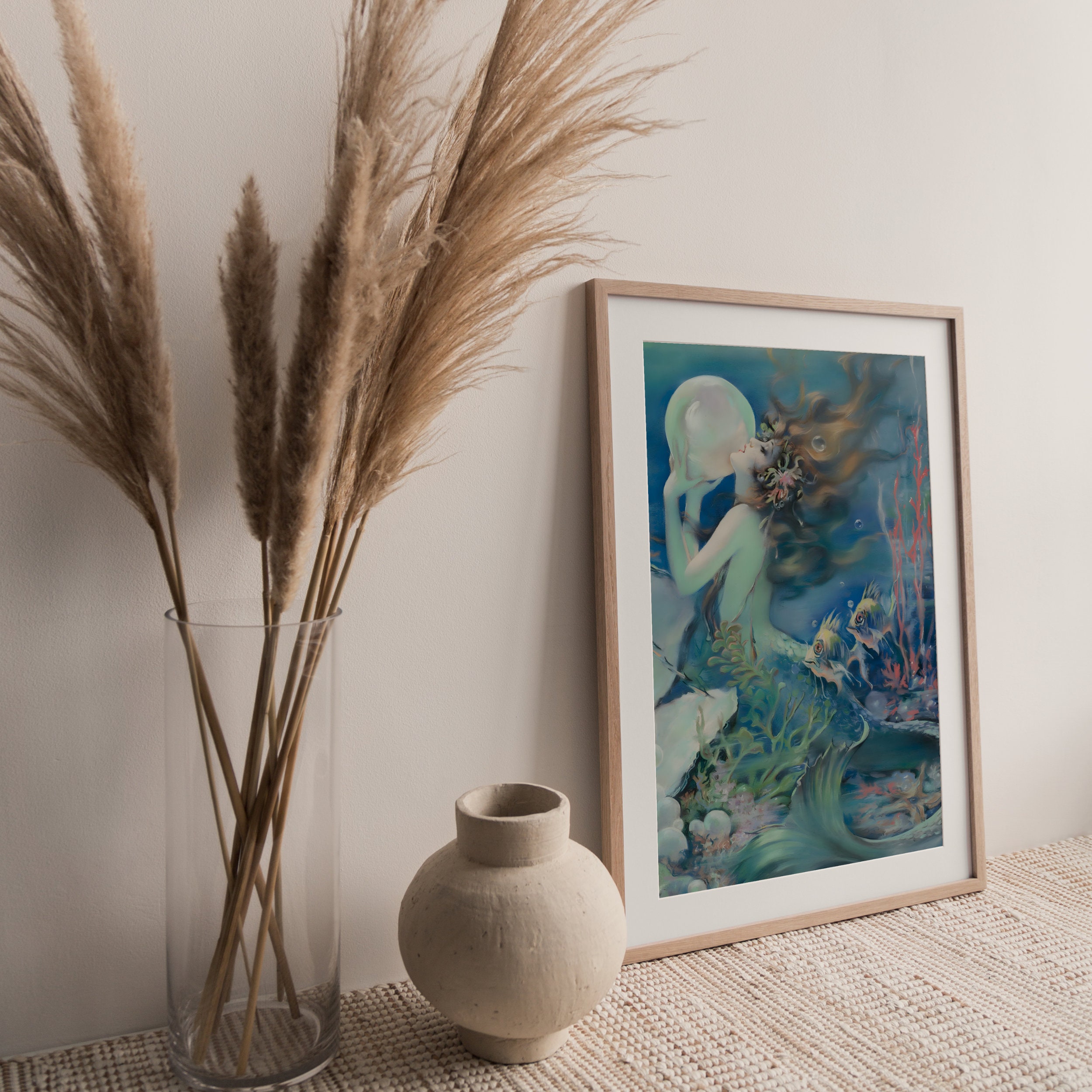 Henry Clive Mermaid With Pearl Art Print – Ethereal Fantasy (digital ...
