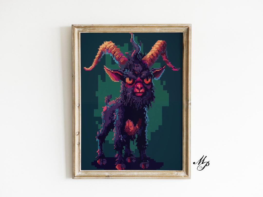 Pixel Baphomet Art Print - Dark Academia Poster, Gothic Witchcraft ...
