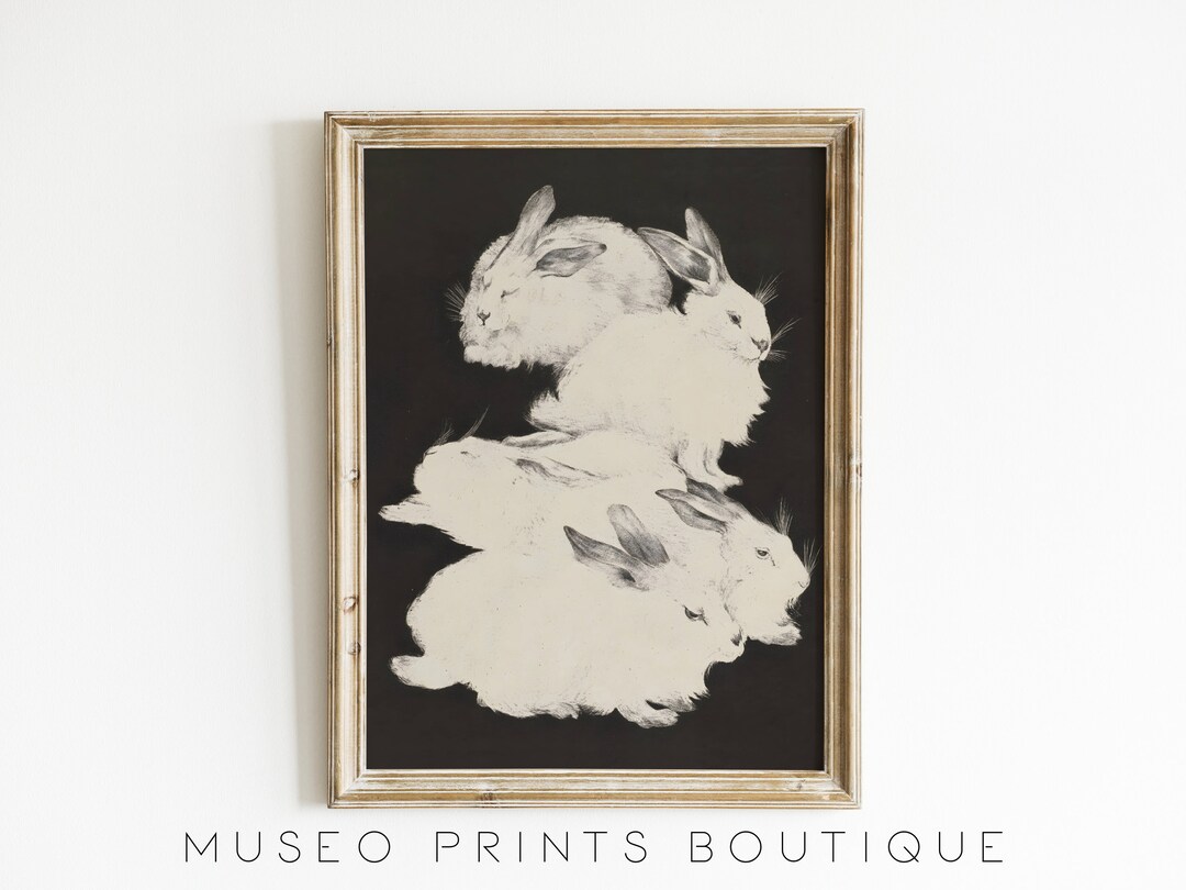 GOTHIC Rabbits Print | Vintage Moody Dark Cottagecore Woodland Animal ...