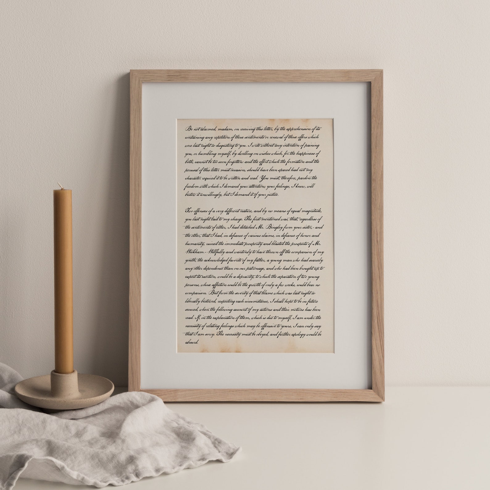 Mr. Darcy Letter Print - Pride and Prejudice, Jane Austen Gift (instant ...