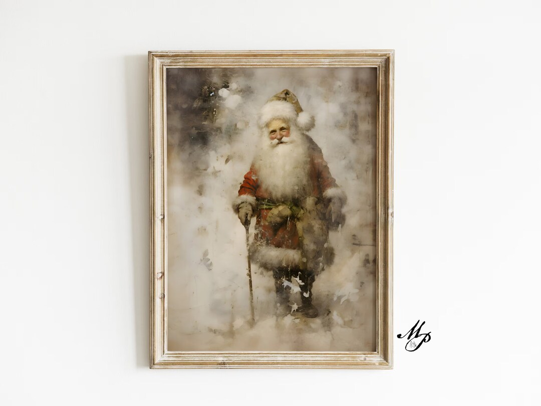 Printable Christmas Wall Art, Santa Print, Christmas Decor, Vintage ...