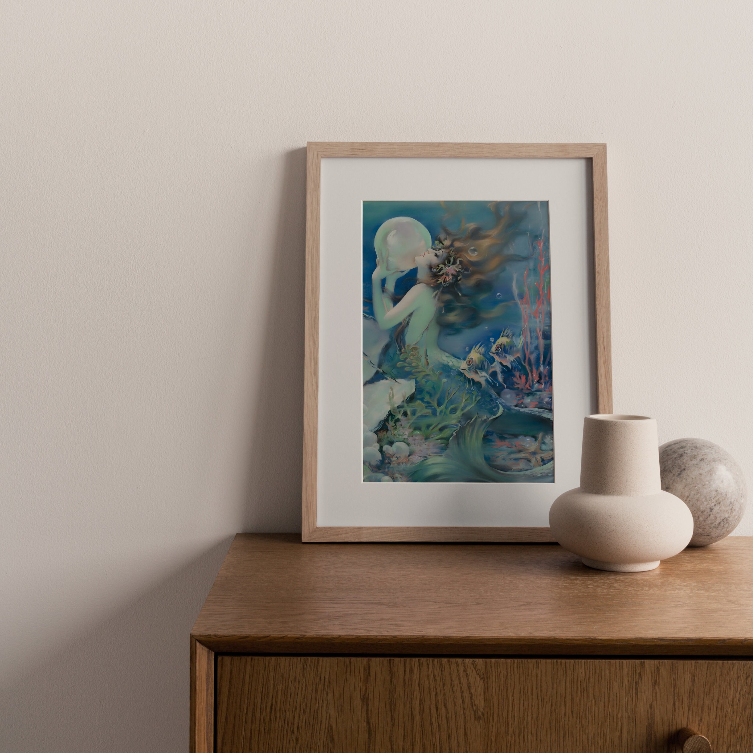 Henry Clive Mermaid With Pearl Art Print – Ethereal Fantasy (digital ...