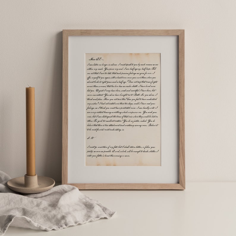 Captain Wentworth Letter Print – Jane Austen Wall Art (digital Download ...