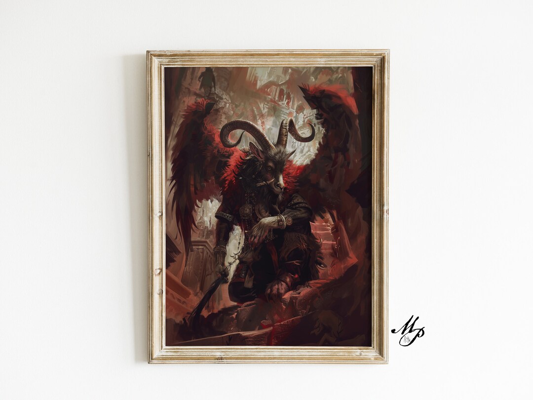 Baphomet Art Print - Fallen Angel Poster, Gothic Witchcraft, Witchy ...