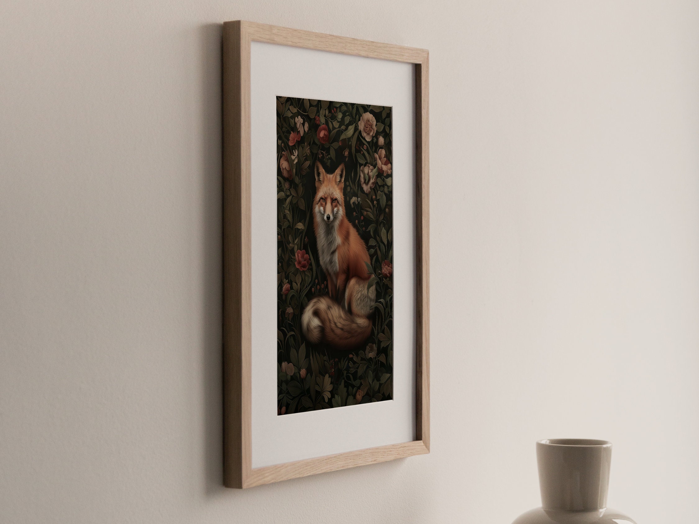 William Morris Inspired Fox Art Print, Fox Print Poster Nature Living Room Art,forest Wall Art ...