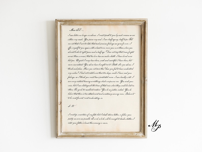 Captain Wentworth Letter Print – Jane Austen Wall Art (digital Download ...