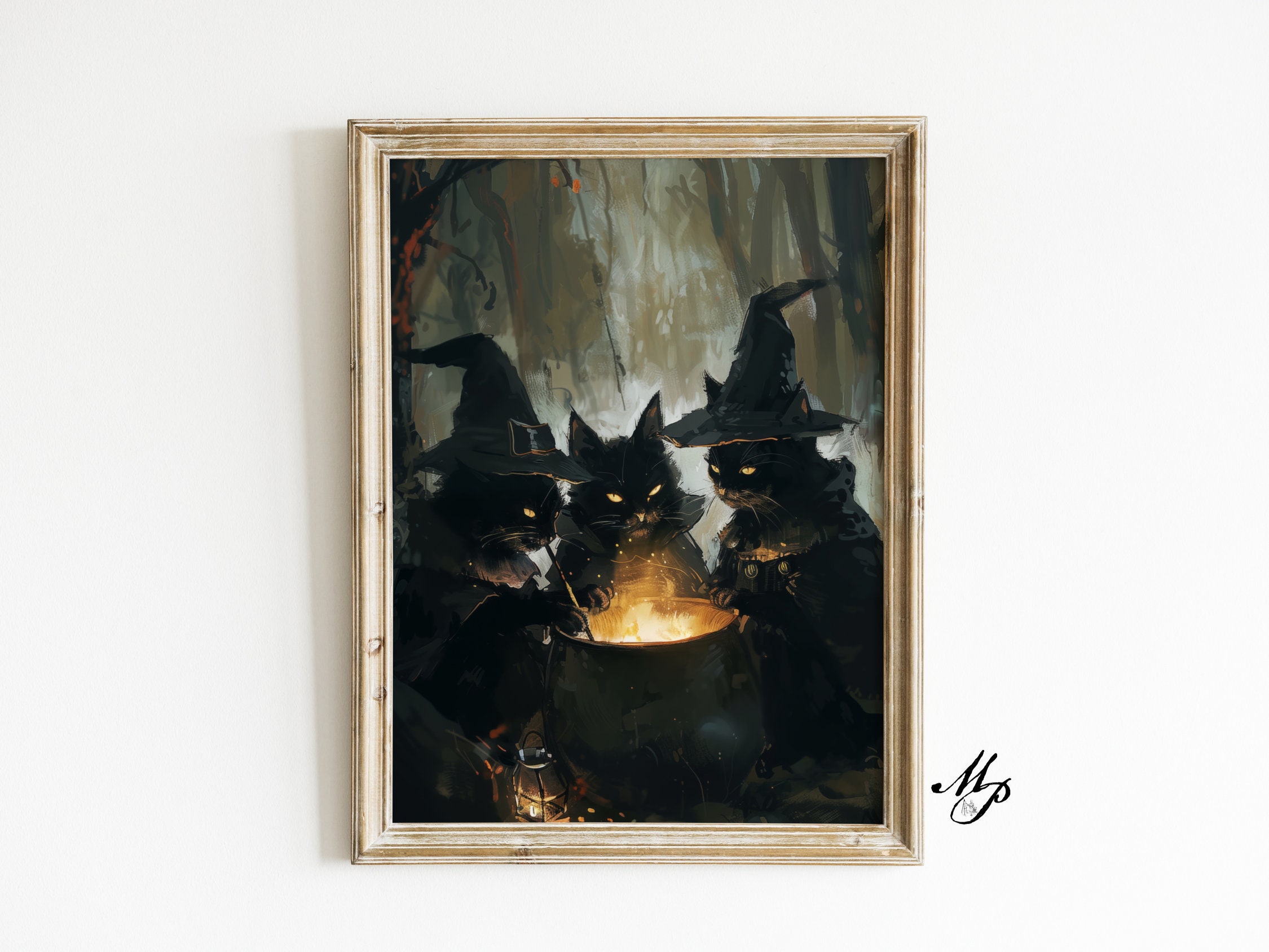 Schwarze Katze Hexen Coven Gothic Vintage Poster, Kunst Poster Druck ...