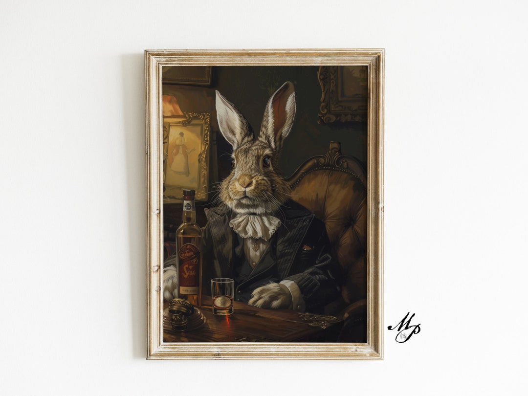 Victorian Rabbit Print, Funny Bunny Art, Fine Art Giclee, Vintage ...