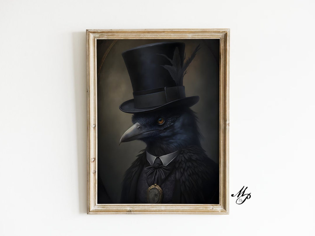 Gothic Raven Print - Victorian Crow in Top Hat (digital Download) - Etsy