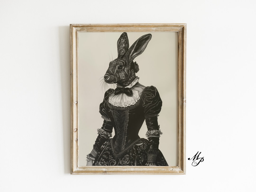 Victorian Rabbit Print, Funny Bunny Art, Fine Art Giclee, Vintage ...