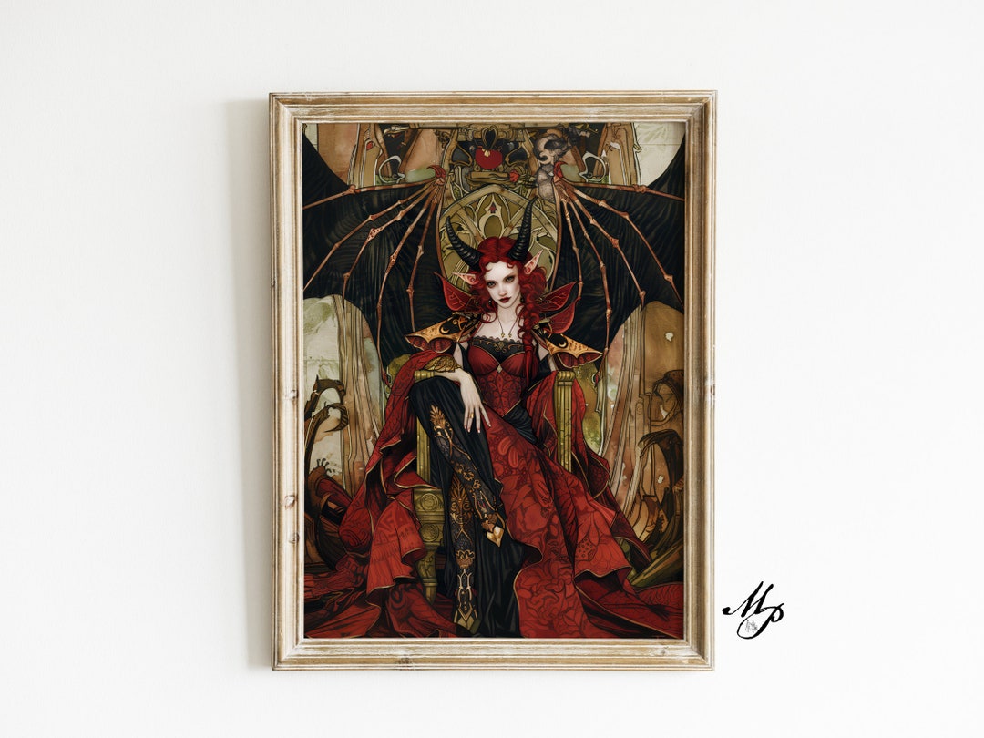 Lilith Devil Art Print, Gothic Occult Demon, Dark Vintage Decor ...