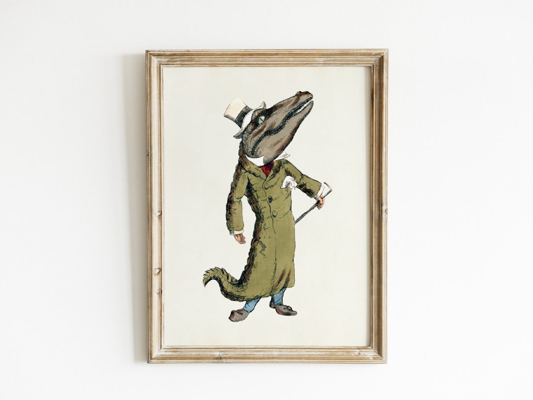 Victorian Alligator Art Print - Dapper Reptile in Suit (digital Print ...
