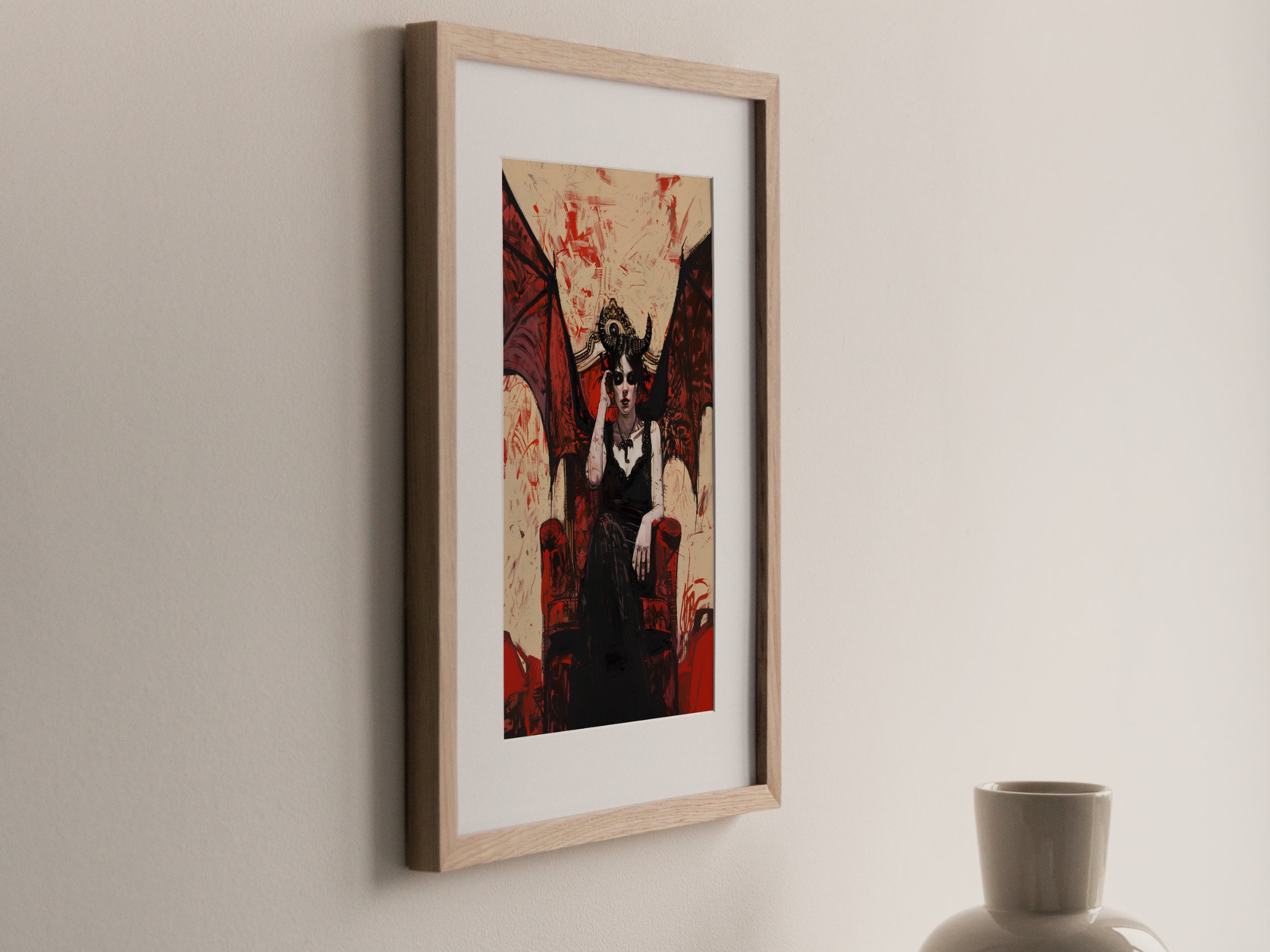 Lilith Sitting Throne Devil Print, Demon Vintage Dark Art, Occult ...