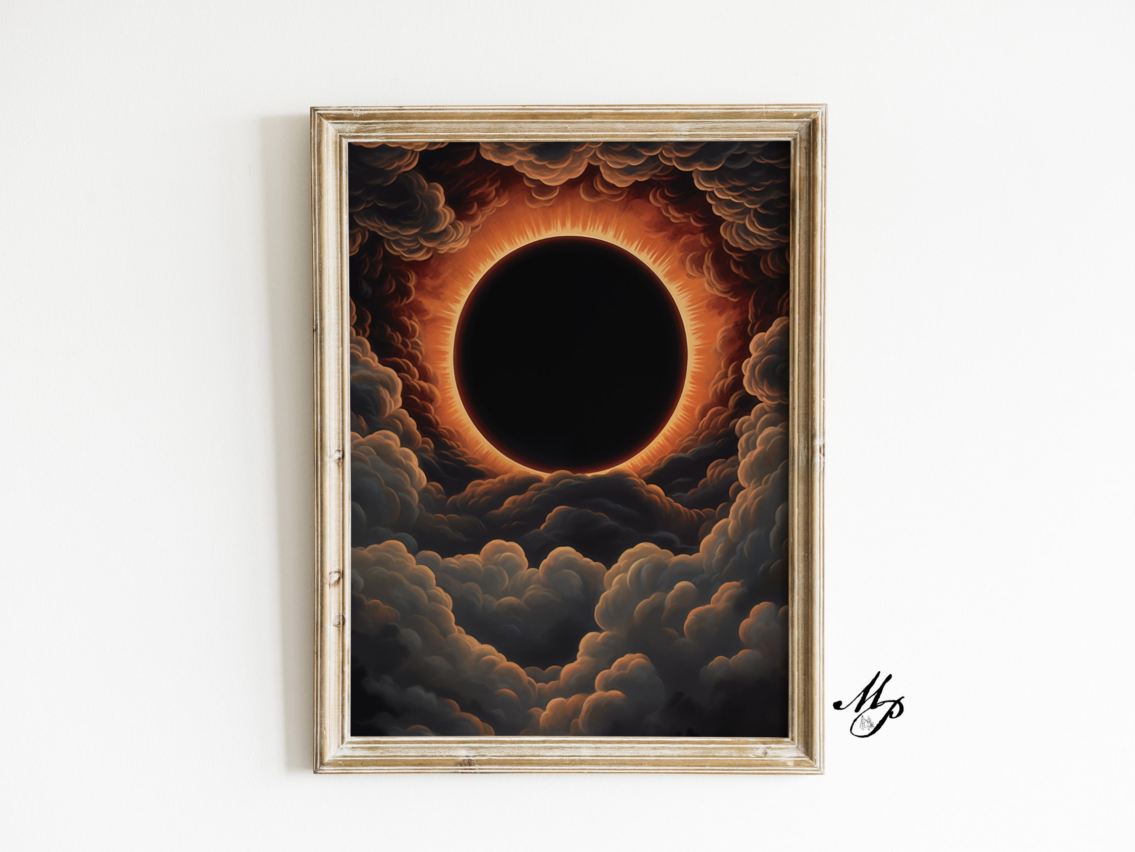 Celestial Solar Eclipse Vintage Painting Celestial Print Dark Aesthetic ...