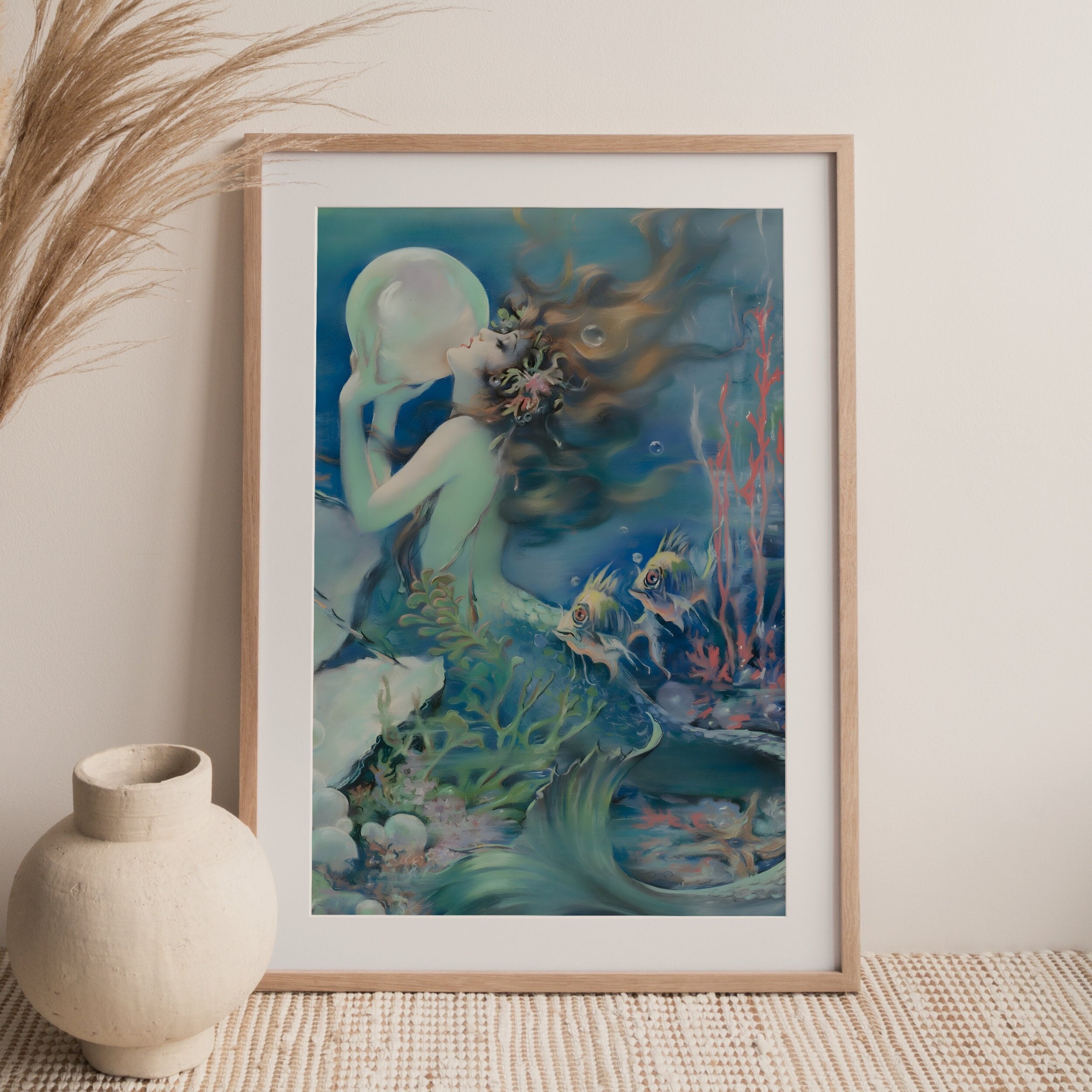 Mermaid With Pearl Henry Clive Print Mermaid Fantasy Art - Etsy