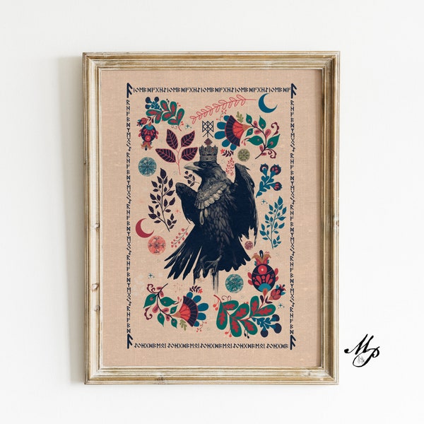 Raven Norse Folk Art Print - Etsy