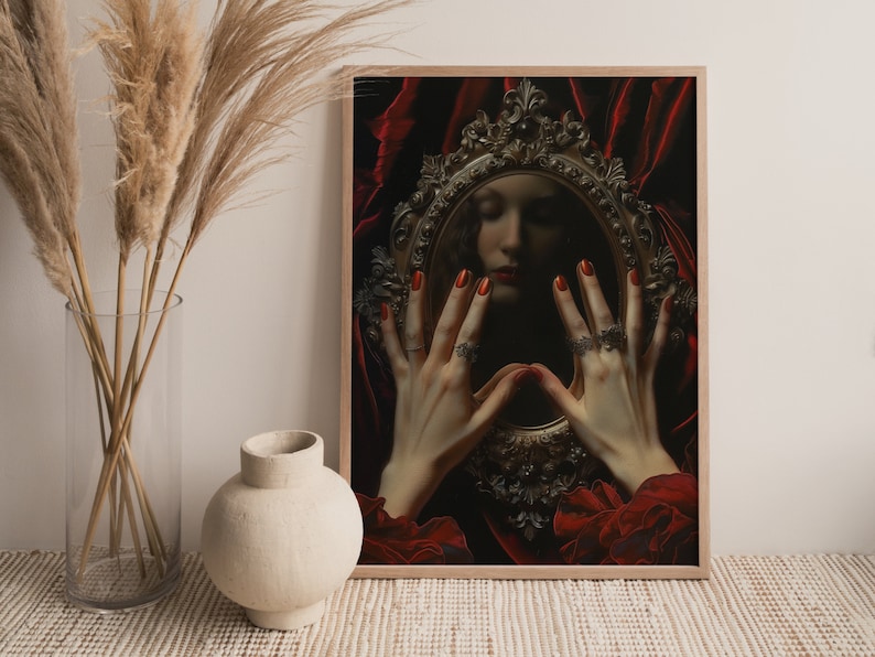 Scrying Mirror Art Print – Dark Academia Witchcraft Poster (digital ...