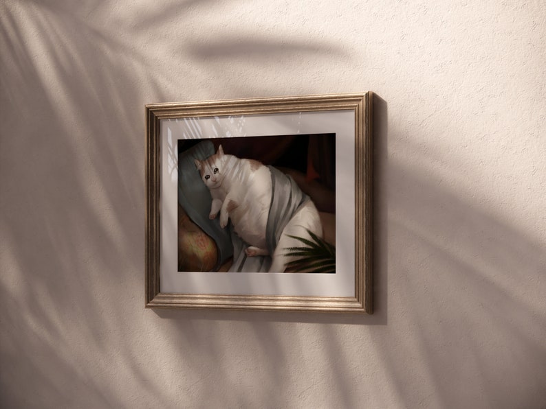 Fat Cat Crying Poster, Funny Chonk Painting Meme Wall Art, Ugly ...