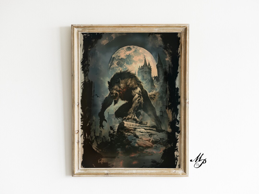 Werewolf Art - Vintage Print - Victorian Werewolf - Dark Art - Occult ...