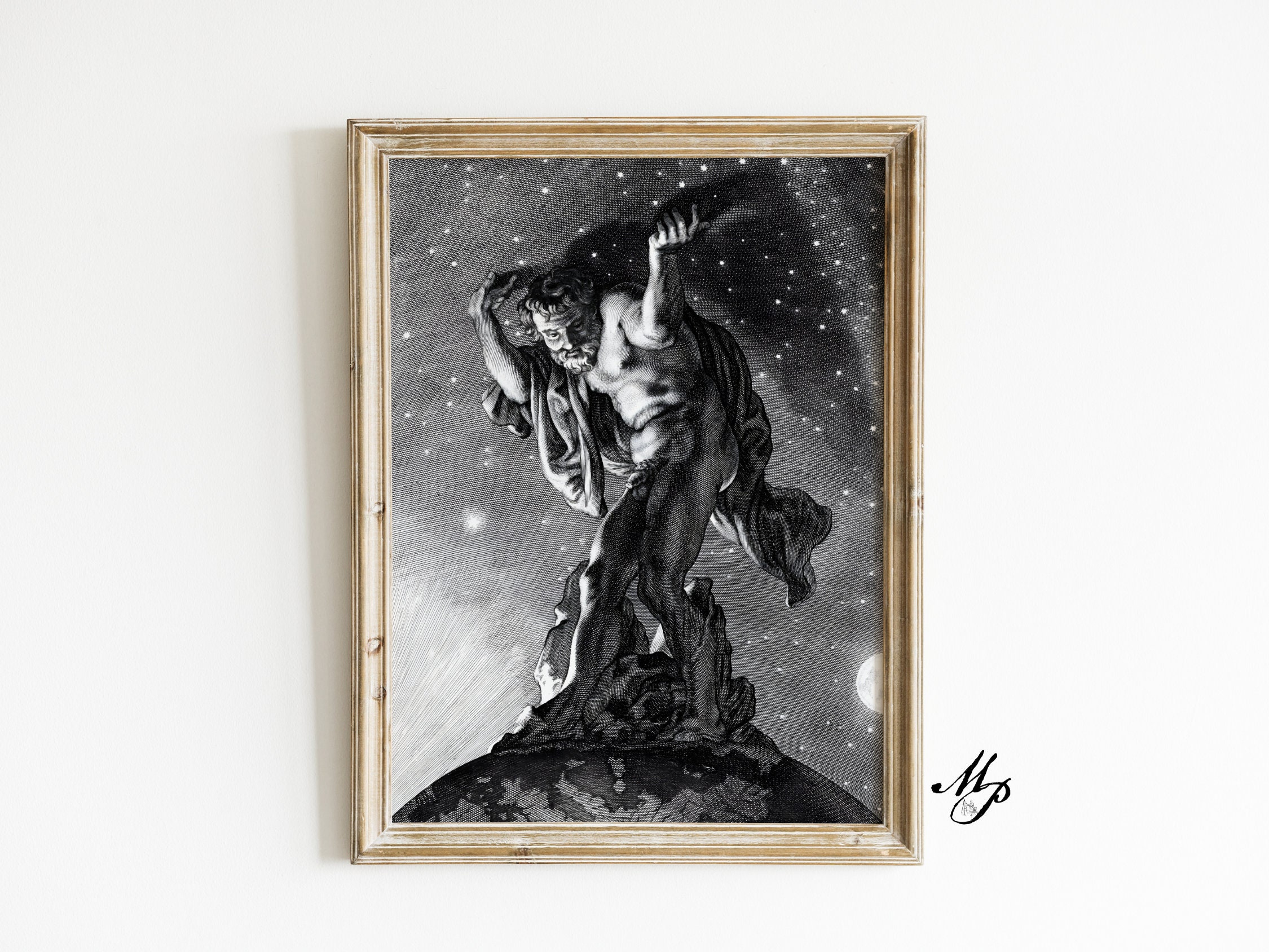 Atlas Holding Sky Print – Vintage Greek Mythology Art (digital Download ...