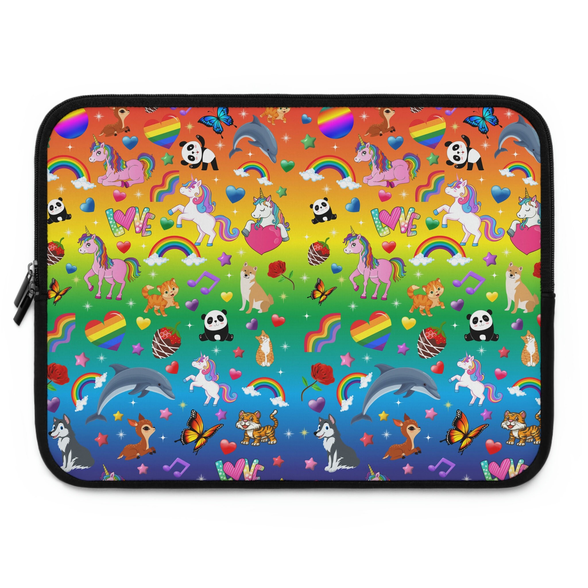 Rainbow Pattern Kawaii Animals, Icons, Hearts, Stars and Unicorns ...