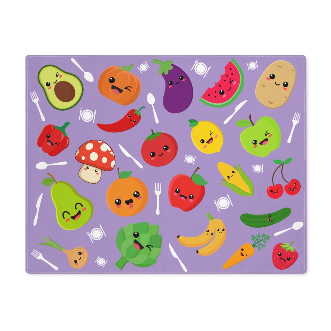 Kawaii Fruits and Vegetables Cotton Placemat, 1pc, Cute Placemat ...